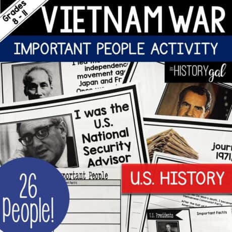 Vietnam War Important Historical Figures Activity - By History Gal